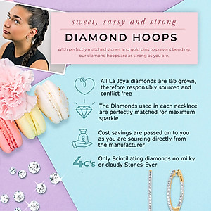 La Joya 1/2 CT TW Lab Grown Inside Out Diamond Hoop Earrings for Women | Crafted in Yellow Gold Plated 925 Sterling Silver | Ideal Pair of Womens Diamond Earrings To Get for Her This Mother's Day