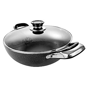 Uniware Non-Stick Aluminum Stock Pot With Glass Lid,Black (10 Inch)