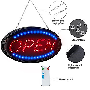 LED Open Sign, FITNATE Large 23x14 inch Business Open Sign with Remote Electric Display Sign,2 Modes Flashing & Steady Lights for Business, Shop, Bar, Hotel