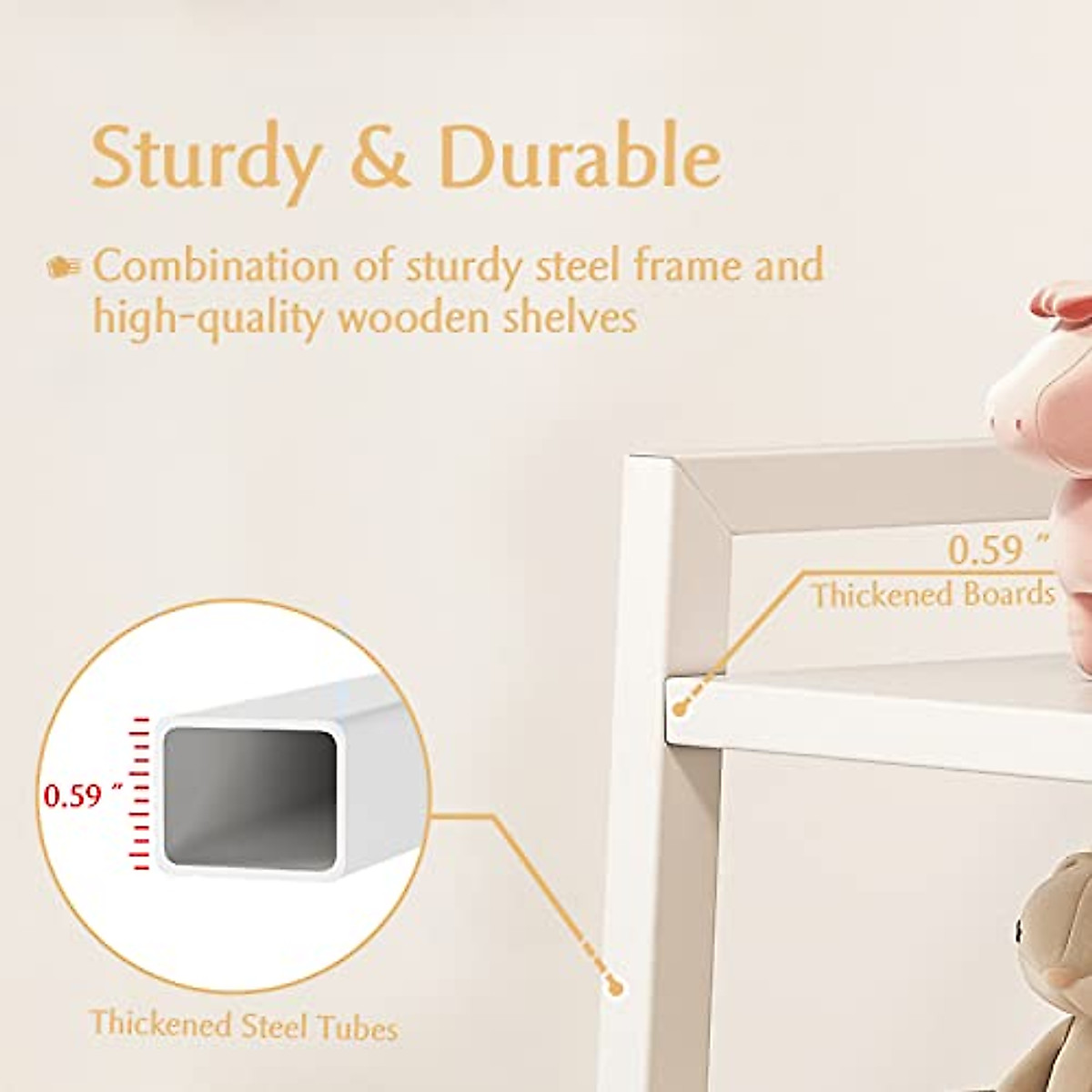 IOTXY 3-Tier Ladder Shelf Bookcase - Wood and Metal Modern Standing Bookshelf, Open Book Shelves Storage Rack, for Home Office, Living Room, Kitchen, Bedroom, Black