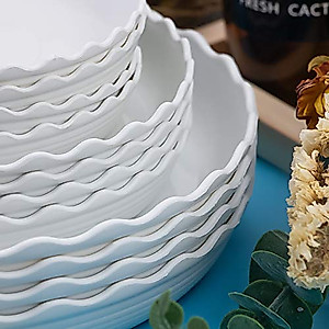 FIREBOOMOON 12 Pack Plastic White Round Wave Plant Saucer,Durable Heavy Duty Flower Plant Pot Drip Tray Container for Home Garden Indoor and Out Door Plant (6 Inch/8 Inch/10 Inch)