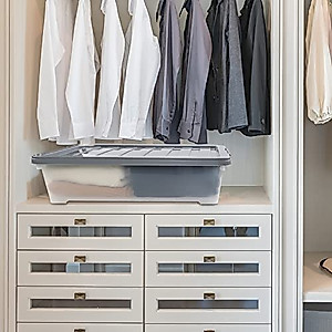 EudokkyNA 40 Quarts Under Bed Boxes with Lids and Wheels, Large Plastic Storage Box Bins Set of 4