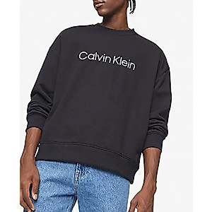 Calvin Klein Men's Logo French Terry Sweatshirt, Black, Medium