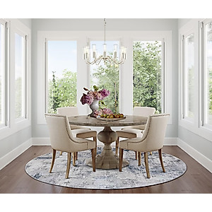 vivorug Washable Rug, Ultra Soft - 4' Round Rug, Non Slip Abstract Rug Foldable, Stain Resistant Rugs for Living Room Bedroom, Modern Fuzzy Rug (Grey/Navy, 4 Round)