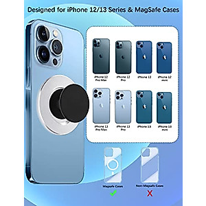 Tomorotec Magnetic Base Plate (Silver) for Phone Grip Holder Ring Stand Removable Accessory for Wireless Charging Compatible with iPhone 12 & Magnetic Case with Charging Ring [Phone Grip Not Included]