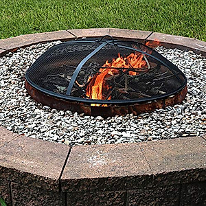 Sunnydaze Heavy-Duty Steel Mesh Fire Pit Spark Screen with Handle - 24-Inch Diameter