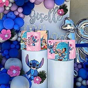 20 PCS Lilo Stitch Party Favor Bags with Handles, Lilo Stitch Paper Gift Bags Goodie Treat Bags Party Gift Bags for Boys Girls Birthday Party Supplies