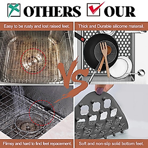 Silicone sink protectors for Kitchen with Center Drain, Grey Grid Accessory Non-slip Heat Resistant Folding mats Grates for Bottom, for Farmhouse Stainless Steel Porcelain Sink (24.8"x 12.9")