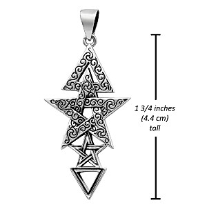 Dryad Design Sterling Silver Wiccan Jewelry - 3rd Degree Pentagram Pentacle Initiation Pendant