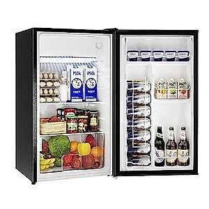 BANGSON Mini Fridge with Freezer, 3.2Cu.Ft, Single Door Small Refrigerator, Energy-efficient, Low Noise, Mini fridge for Bedroom Dorm and Office, Black