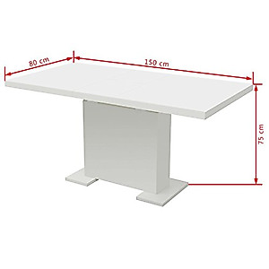 Tidyard Extendable Dining Table High Gloss White