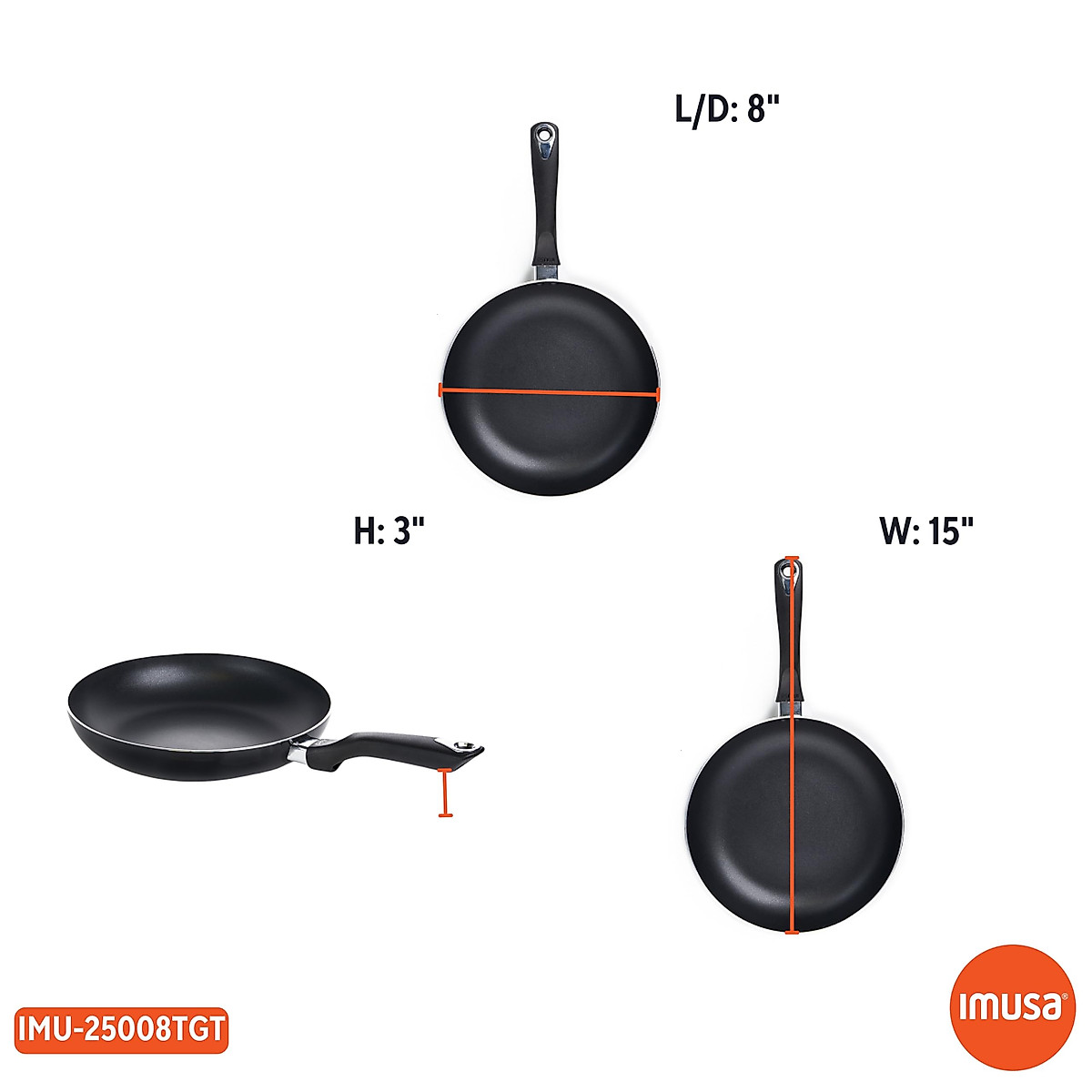 IMUSA USA Nonstick Bistro Saute Pan 8-Inch, Black
