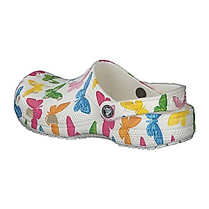Crocs Unisex- Adult Classic Printed Floral Clogs, Butterfly/White, 7 Women/5 Men