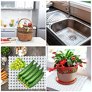 Coopay 2 Pack Kitchen Sink Mat Plastic Sink Protect Mat PVC Eco-Friendly Kitchen Adjustable Stainless Steel/Porcelain Dish Drying Pad Sink Protector for Bottom of Kitchen Sink, 15 x 11 Inches (Clear)