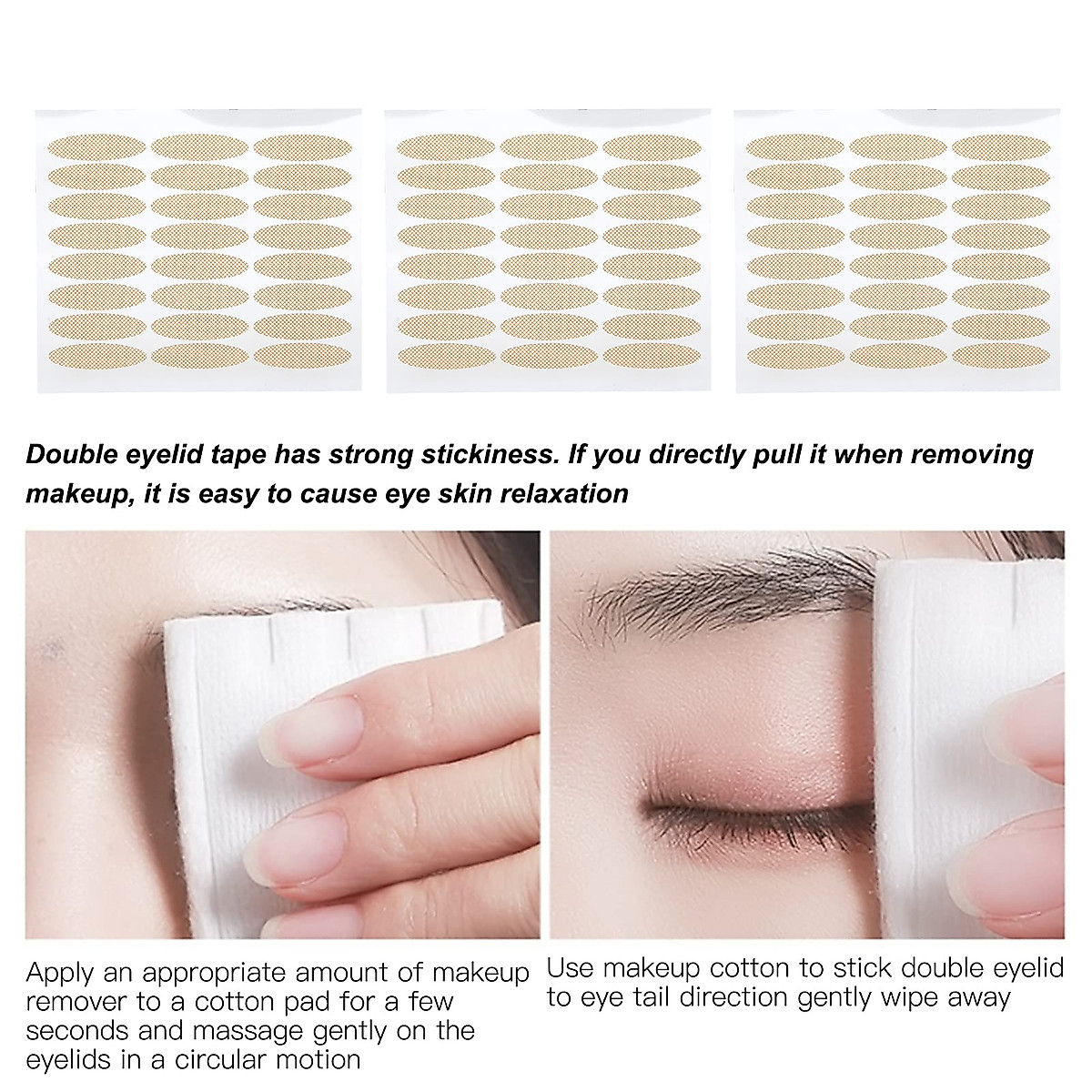 ZJchao Eyelid Tape, 240 Pairs Double Tapes Stickers Strip Sticker with Fork Rod Eyelids Big Eye Makeup Tool for Saggy Hooded Droopy Uneven Mono-Eyelids