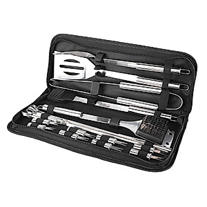 BBQ Grill Tools Set, 20pcs Grill Set Professional Tongs Fine Crafted for Outdoor for Travel
