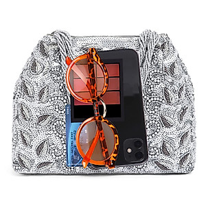 Aheli Silver Potli Bags for Women Evening Bag Clutch Ethnic Bride Purse with Drawstring(P17S)