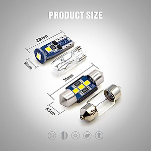 SIR IUS LED N3 DE3175 31MM 194 168 2825 Combo LED bulbs white Super Bright 300 Lumens 3030 Chipset for Japanese Car Truck Interiors Dome Map Door Courtesy License Plate Lights pack of 10