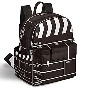 Black Movie Clapboard Mini Backpack for Women Girls, Small Backpack Purse Travel Shoulder Bag Casual Lightweight Daypack Fashion Backpack