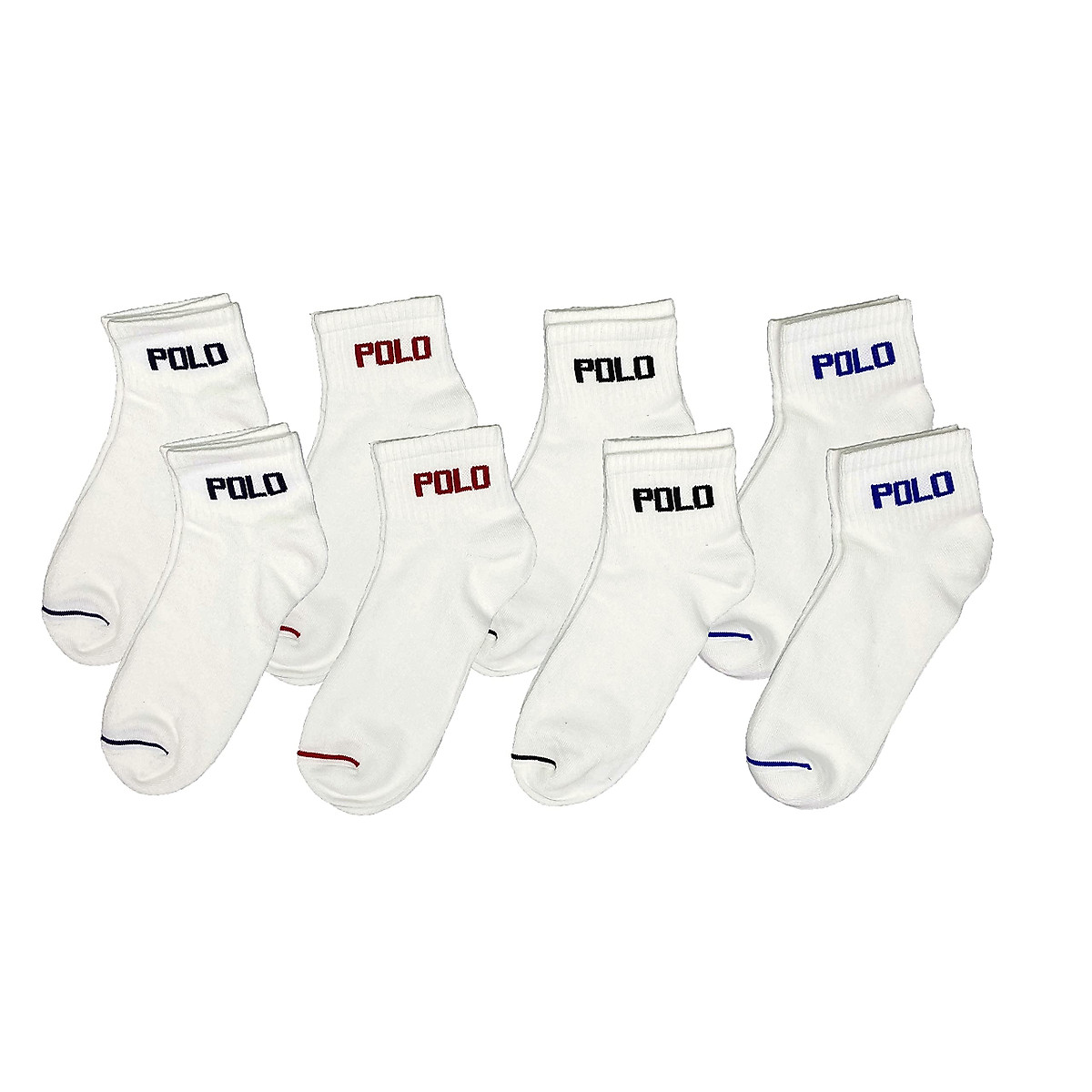 Polo Ralph Lauren Men`s Low Cut Ankle Socks 8 Pack (W(ZP824511PKN8)/R, 10-13)