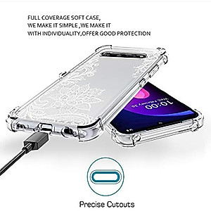 Osophter for LG V60 ThinQ Case for Girls Women Shock-Absorption Flexible TPU Rubber Cell Phone Cases Cover for LG V60(White Lace)