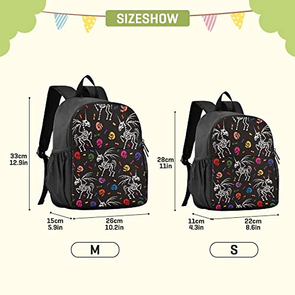 KFBE Unicorn Skull Skeleton Kids Backpack Preschool Toddler Bookbag for Girls Boys Kindergarten School Bags S 20812814