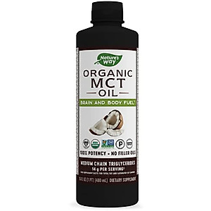 Nature's Way Organic MCT Oil From Coconut, Non-GMO, Gluten-free, 14 g MCTs per serving, 16 FL Oz