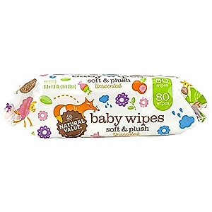 Natural Value All Natural Soft & Gentle Baby Wipes, 80 Wipes (Pack of 12)