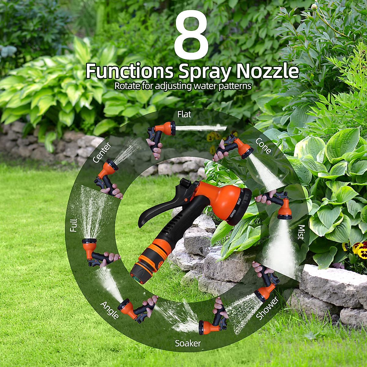 VANEPIC Retractable Garden Hose Reel 65 FT x 1/2 Inch Any Length Lock Hose Reel, Automatic Slow Rewind System, Wall Mounted and 180 Deg Swivel Bracket for Garden Watering and Car Washing