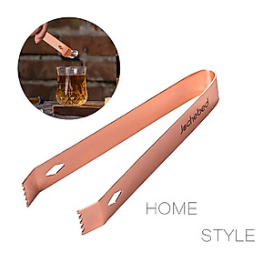 Stainless Steel Ice Bucket Tongs - Mini Serving Tongs Metal Appetizers Tongs for Serving Ice Sugar Whiskey Rock Dessert (Light Rose Gold)