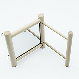 zacheillo Bird Mirror Toys with Bell,Fun Play Parrot Stand Platform,Pet Hanging Swing Cage Accessories for Macaw African Greys Parakeet Canaries Cockatoo Cockatiel Lovebirds,2 PCS