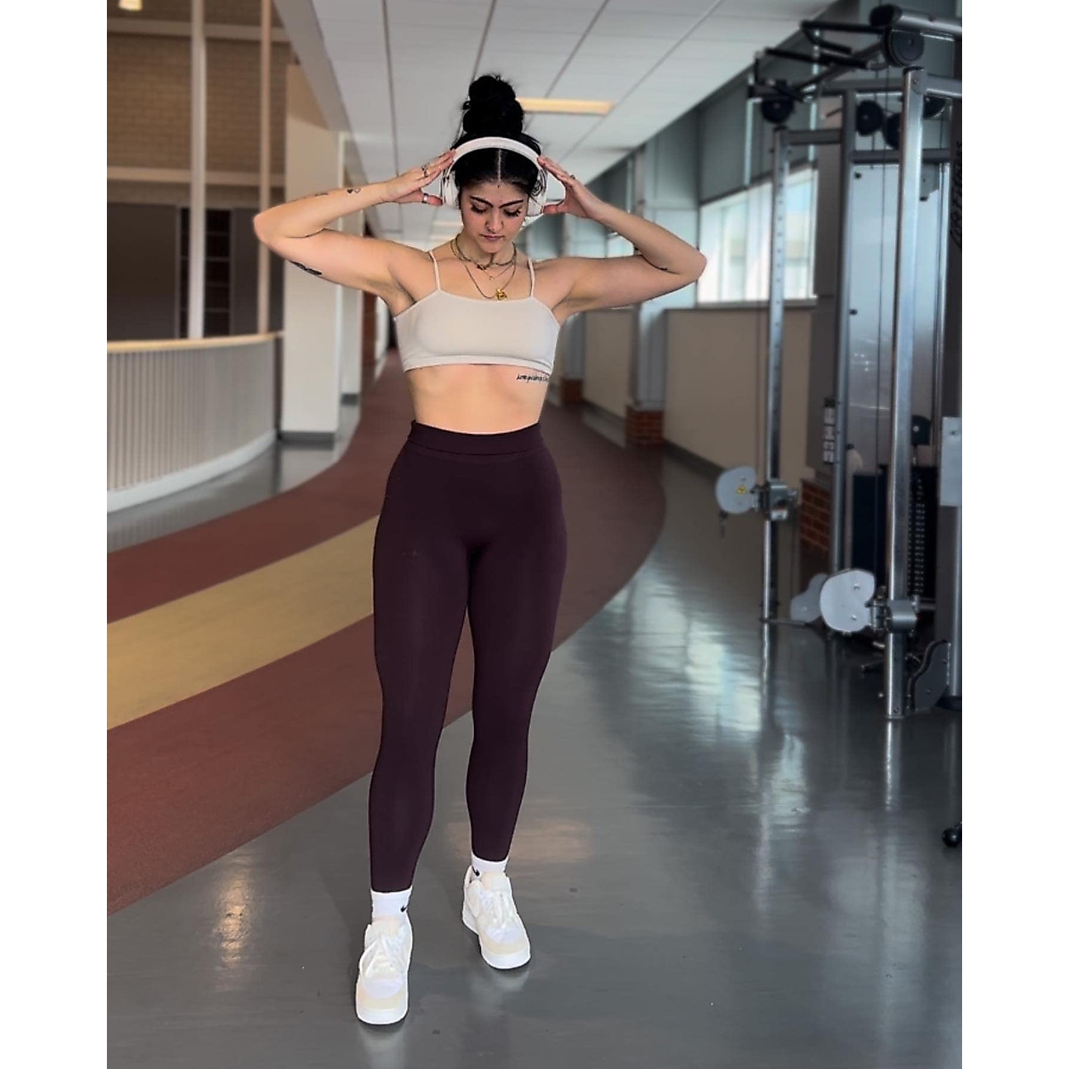 ALTERWEGAL Amplify Workout Leggings for Women Buttery Soft Seamless High Waist Butt Lifting Gym Fitness Girl Active Yoga Pants Purplish Brown