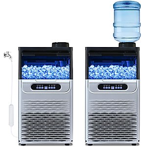 Amzgachfktch Commercial Ice Maker, 100Lbs/24H Ice Maker Machine, 2 Water Inlet Modes, Ice Maker with 20lbs Storage, Auto Self-Cleaning, Under Counter/Freestanding Ice Maker for Home/Office/Shop/Bar