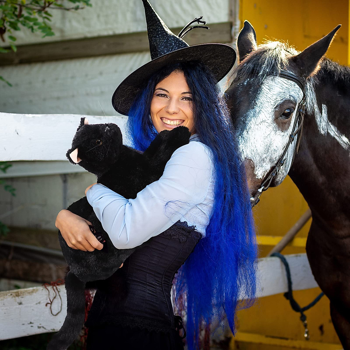 Sosation 16 Inch Black Cat Stuffed Animal Plush, Realistic Black Cat Toy Soft Plush Pillow, Cute Plush Toy Gifts for Kids, Birthday Christmas Decoration Supplies