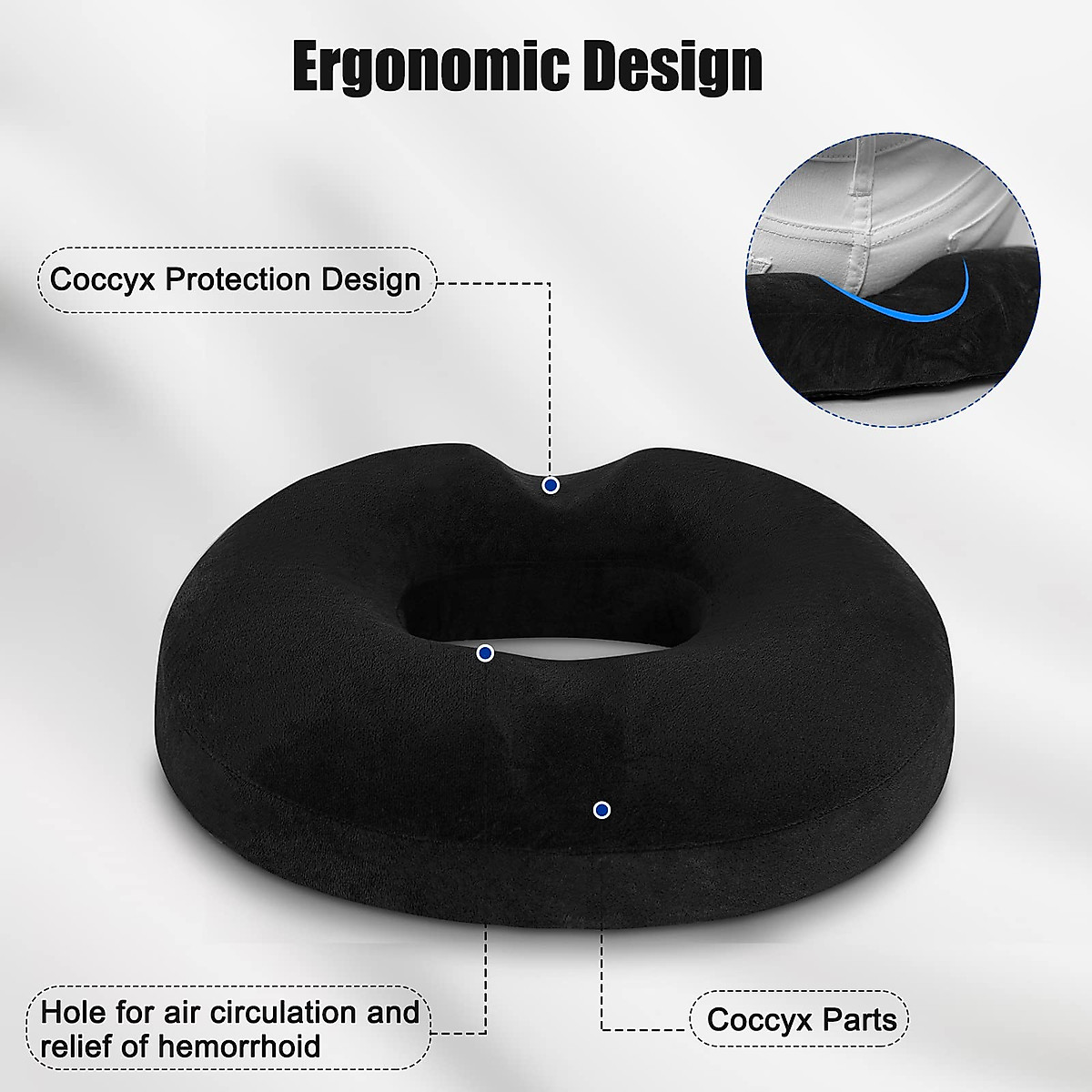 HOMCA Travel Pillow, Portable Head Neck Rest Inflatable Pillow from, Design for Airplanes, Cars, Buses, Trains, Office Napping, Camping - Includes Free Eye mask