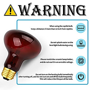 HANJION 2 Pack 100W Reptile Heat Lamp Bulb, UVA Reptile Infrared Basking Bulb, Red Glass Heat Bulbs for Reptiles and Amphibians, Bearded Dragon, Lizard, Tortoise, Hedgehogs