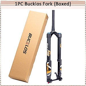 BUCKLOS Fat Tire 5.0 26 inch Air Electric Mountain Bike Inverted Suspension Fork, Thru Axle 15 * 150mm 140 Travel Rebound Adjustment Tapered Front Forks, for Snow Beach E-Bike MTB