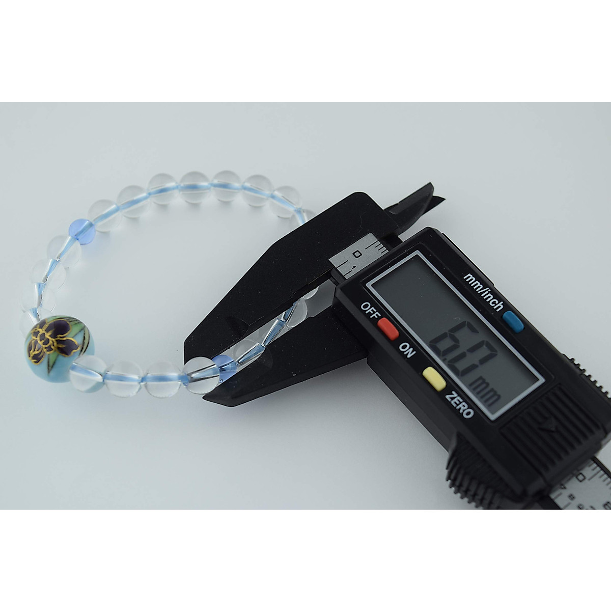 京都あさひ屋 Handmade Kyoto Kiyomizu-yaki & Crystal Bracelet Flower Beads Japanese Juzu Bracelet for Women Gifts (iris Flower)