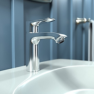 hansgrohe Metris Modern Timeless Easy Clean 1-Handle 1 7-inch Tall Bathroom Sink Faucet in Chrome, 31204001