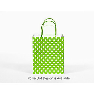 24CT Medium Lime Green Biodegradable, Food Safe Ink & Paper, Premium Quality Paper (Sturdy & Thicker), Kraft Bag with Colored Sturdy Handles (Medium, Lime Green)