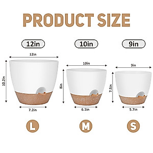 YNNICO 12" 10" 9" Large Plant Pots, 3 Pack Flower Pots Planters with Multi Mesh Drainage Holes for Indoor Outdoor Garden Plants and Flowers