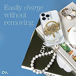 Case-Mate Phone Charm with Beaded Marble | Detachable Anti Theft Phone Strap | Hands-Free iPhone Wrist Strap for Women | Phone Chain Wristlet - Fits Apple, Samsung, Google Pixel & More | White Marble