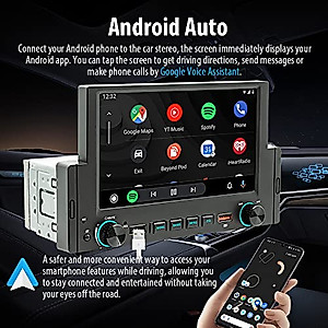Single Din Car Stereo with 6.2 Inch IPS Full HD Touchscreen, Apple CarPlay/Android Auto/Phone Mirror-Link, FM Radio with Bluetooth 5.1 Handsfree and 12LED HD Backup Camera, Audio/Video Player