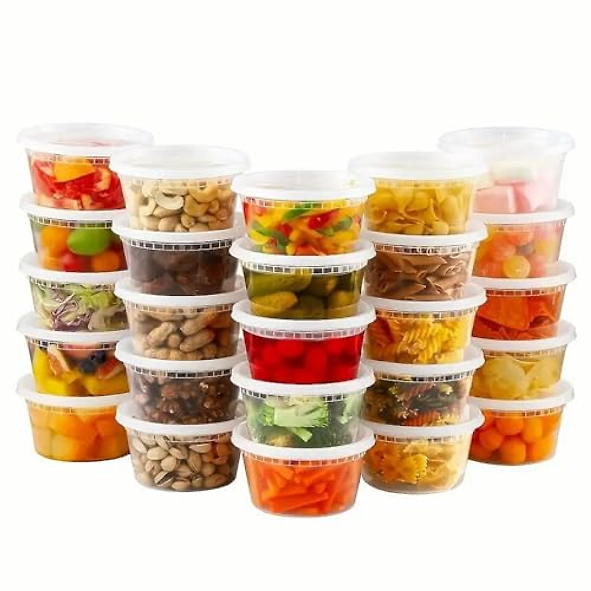 STARANDBEE [20Pack] 12oz, Food Storage Containers with Lids, Plastic Deli Containers, Meal Prep Containers, Microwave and Freezer Safe, Stackable, Leakproof, BPA Free, Clear
