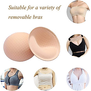 ONDY Bra Insert Pads 2 Pairs, Round Breast Enhancers,Invisible Bra Push Up Pad for Yoga Sports Bra (C/D) Beige