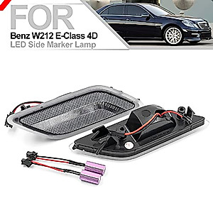nsautolighting LED White Side Marker Lights Side Indicator Lamps for 2010-2013 Be'nz W212 E-Class 4D Sedan Wagons Clear Lens White LED Front Bumper Side Marker Light Replace OEM Sidemarker Lamps