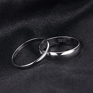 Diamday 4mm S925 Sterling Rings Silver for Women Men High Polished Sterling Silver Band Thumb Stackable Ring Comfort Fit Bands Size 9