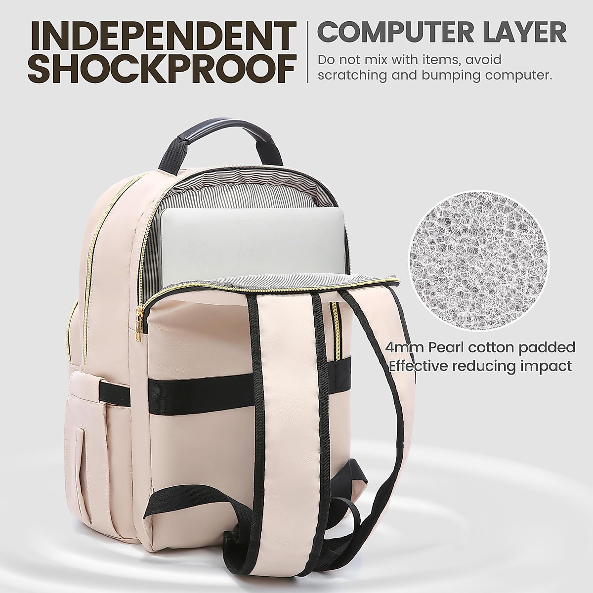 LOVEVOOK Laptop Backpack for Women 17.3 inch,Cute Womens Travel Backpack Purse,Professional Laptop Computer Bag,Waterproof Work Business College Teacher Bags Carry on Backpack with USB Port,Nude
