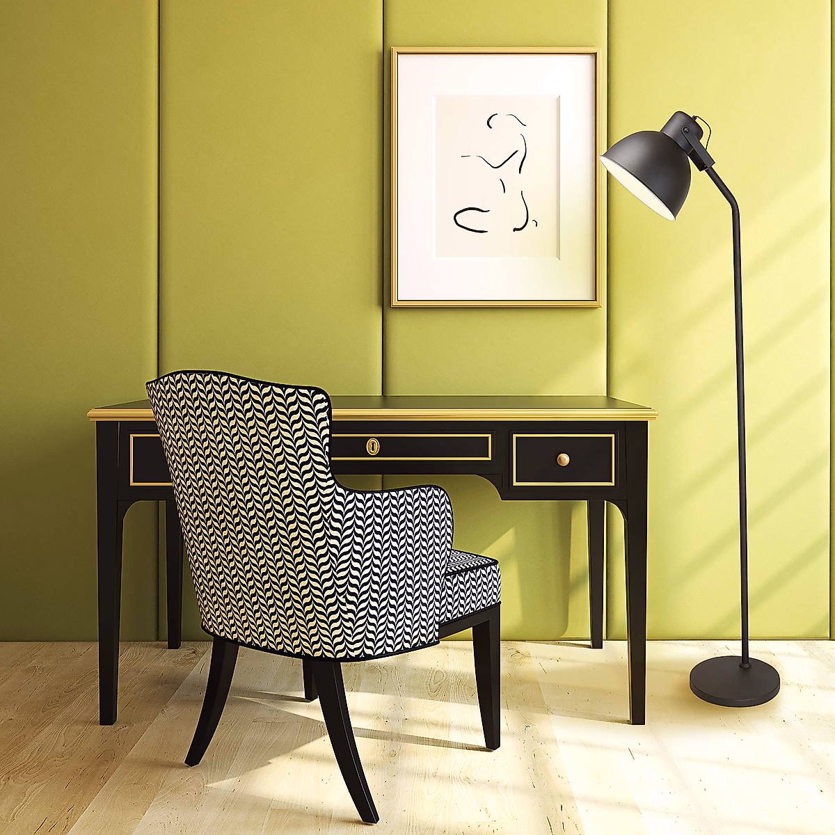 Newhouse Lighting NHFL-VE-BK Vesper Modern Floor Lamp with LED Bulb Included, Black