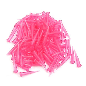 Auniwaig 120PCS 20Ga Plastic Tapered Pinhead Glue Liquid Dispenser Needles Luer Syringe Needle Tip Dispensing Fill Needle for Oil or Adhesive Applicator Pink